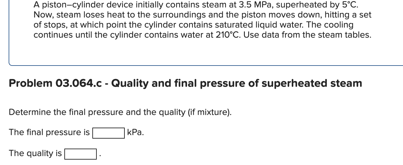 Solved A piston-cylinder device initially contains steam at | Chegg.com