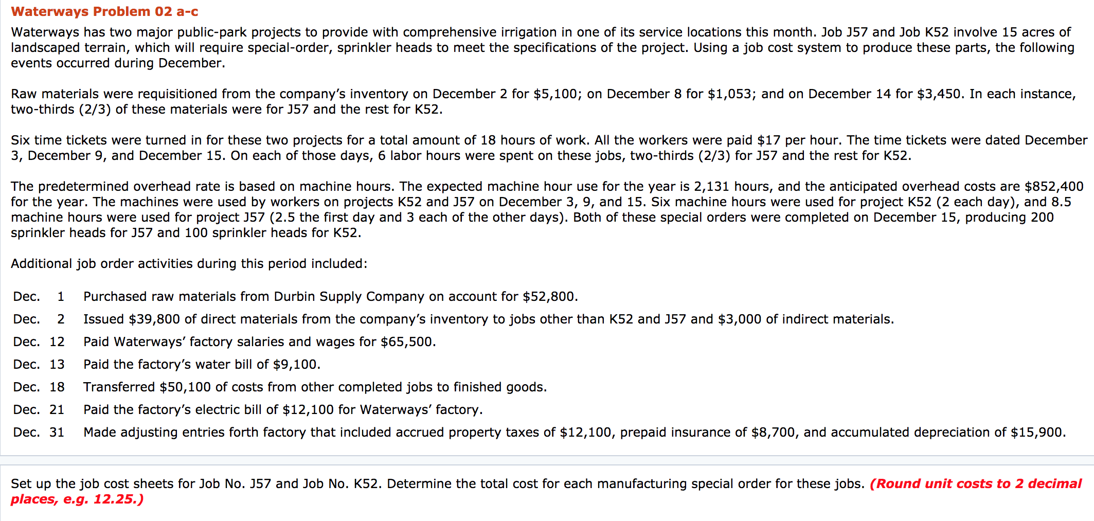 Solved Waterways Problem 02 a-c Waterways has two major | Chegg.com