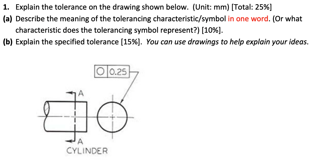 Solved 1. Explain the tolerance on the drawing shown below. | Chegg.com