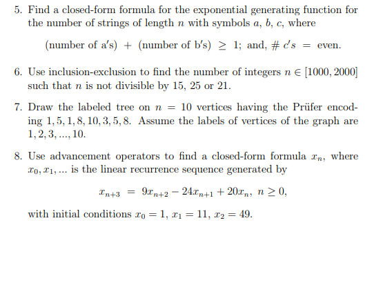 Solved 5. Find a closed-form formula for the exponential | Chegg.com