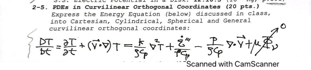 Solved 2 5 Pdes In Curvilinear Orthogonal Coordinates 20