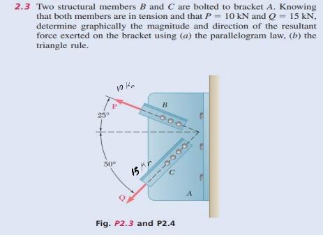 Solved 2.3 Two structural members B and C are bolted to | Chegg.com