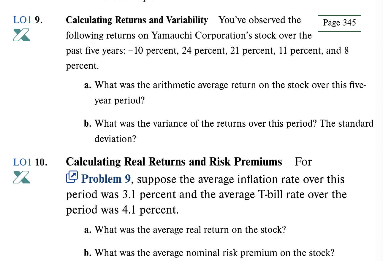 Solved 9. Calculating Returns and Variability You've | Chegg.com