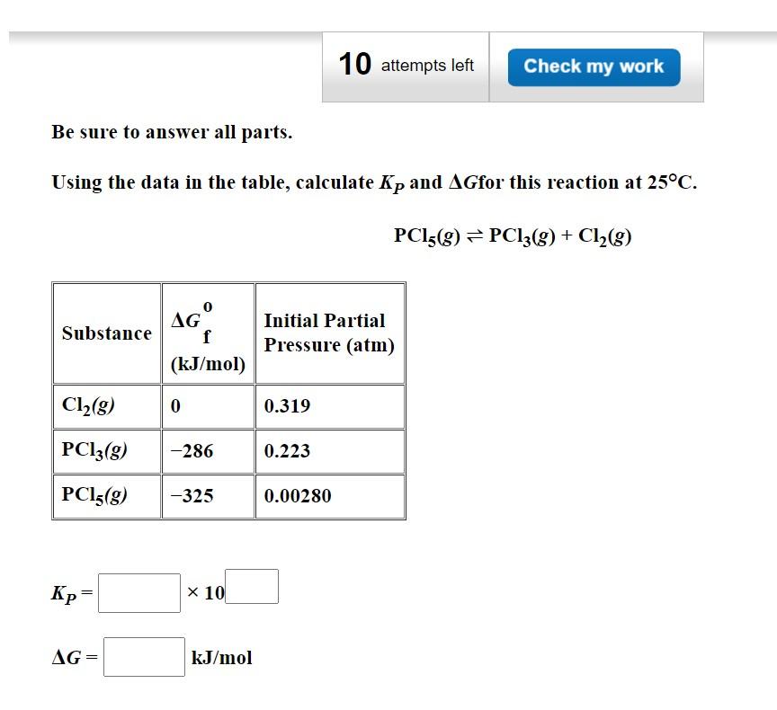Solved 10 attempts left Check my work Be sure to answer all | Chegg.com