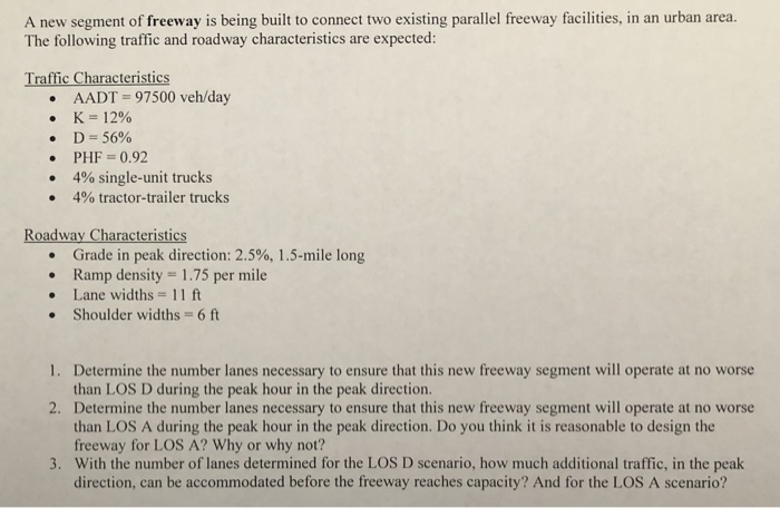 Solved A new segment of freeway is being built to connect | Chegg.com