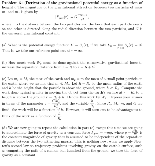 Solved Problem 51 (Derivation of the gravitational potential | Chegg.com