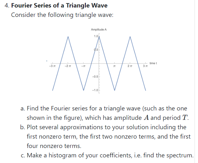 Solved 4. Fourier Series of a Triangle Wave Consider the | Chegg.com