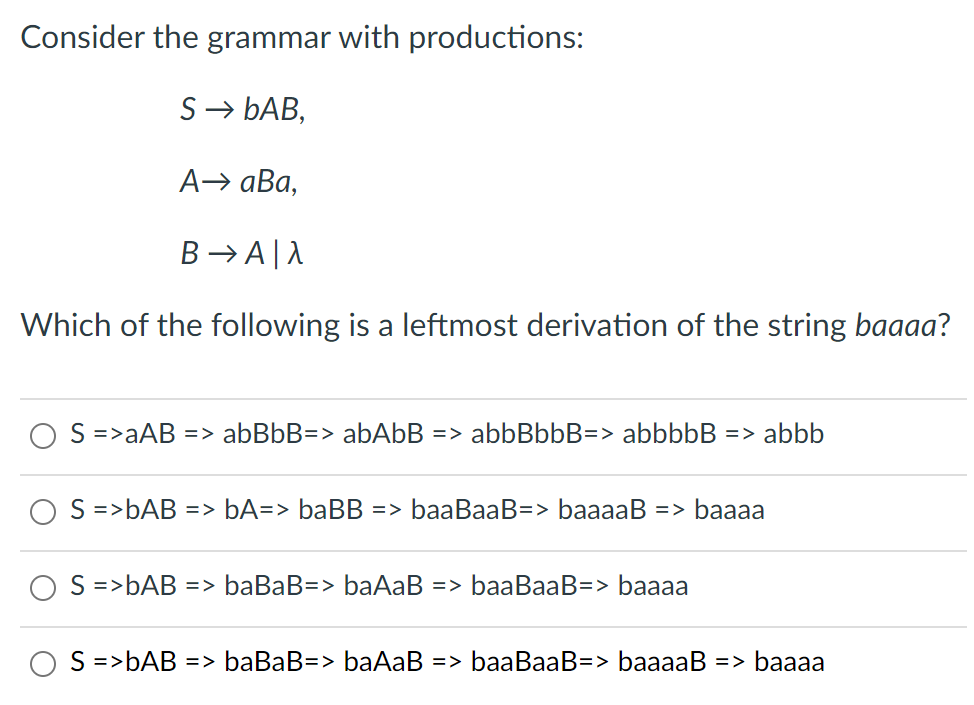 Solved Consider the grammar with productions: | Chegg.com