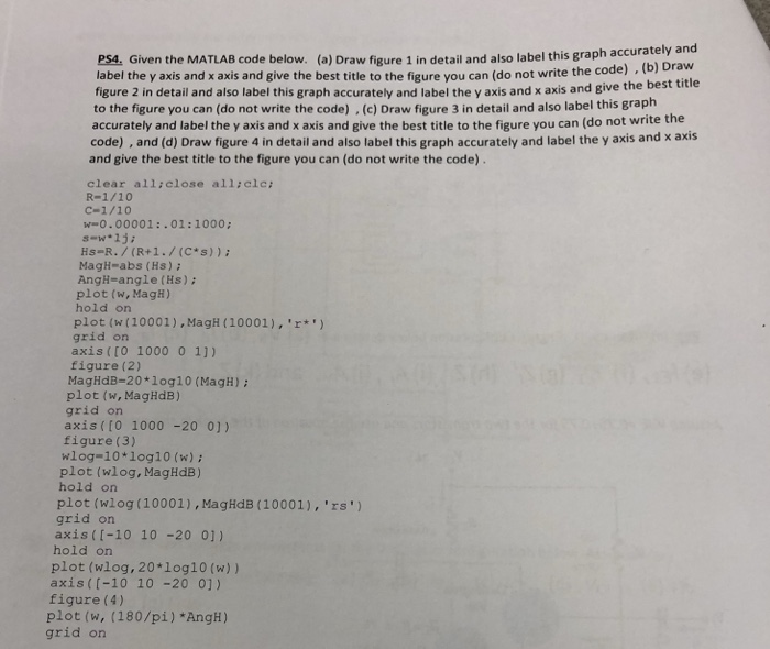 Solved PS4, Given the MATLAB code below. (a) Draw figure 1 | Chegg.com