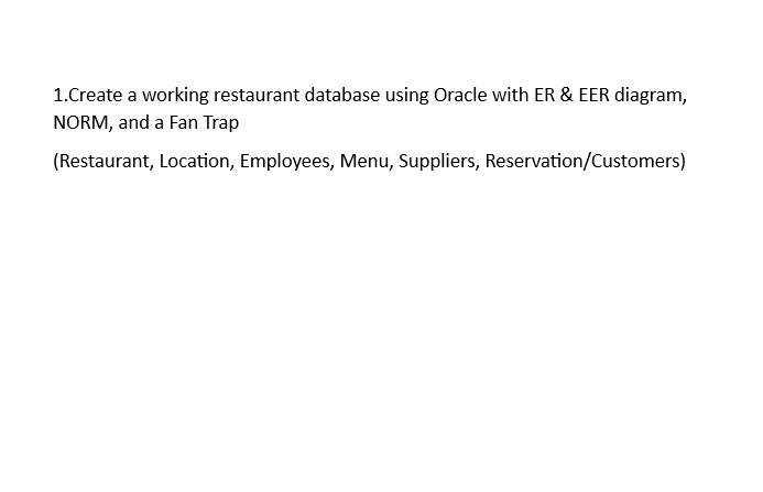 Solved 1.Create a working restaurant database using Oracle | Chegg.com