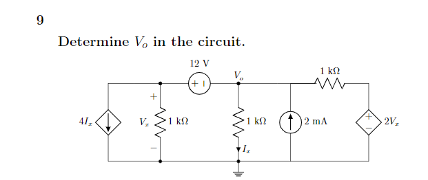 Solved Determine Vo in the circuit. | Chegg.com