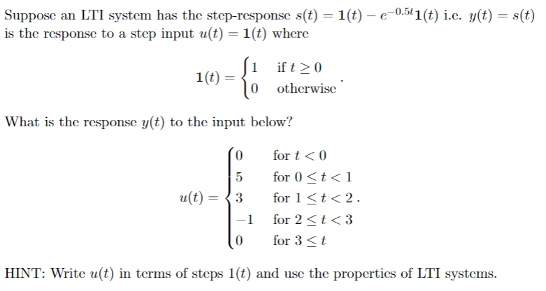 Solved Suppose an LTI system has the step-response | Chegg.com