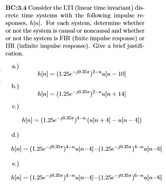 Solved BC:3.4 Consider the LTI (linear time invariant) | Chegg.com