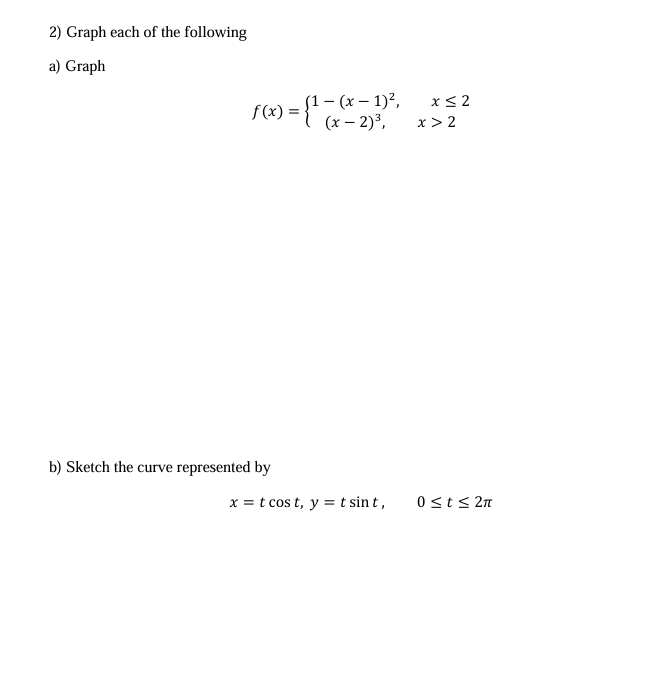 Solved Graph each of the followinga) | Chegg.com
