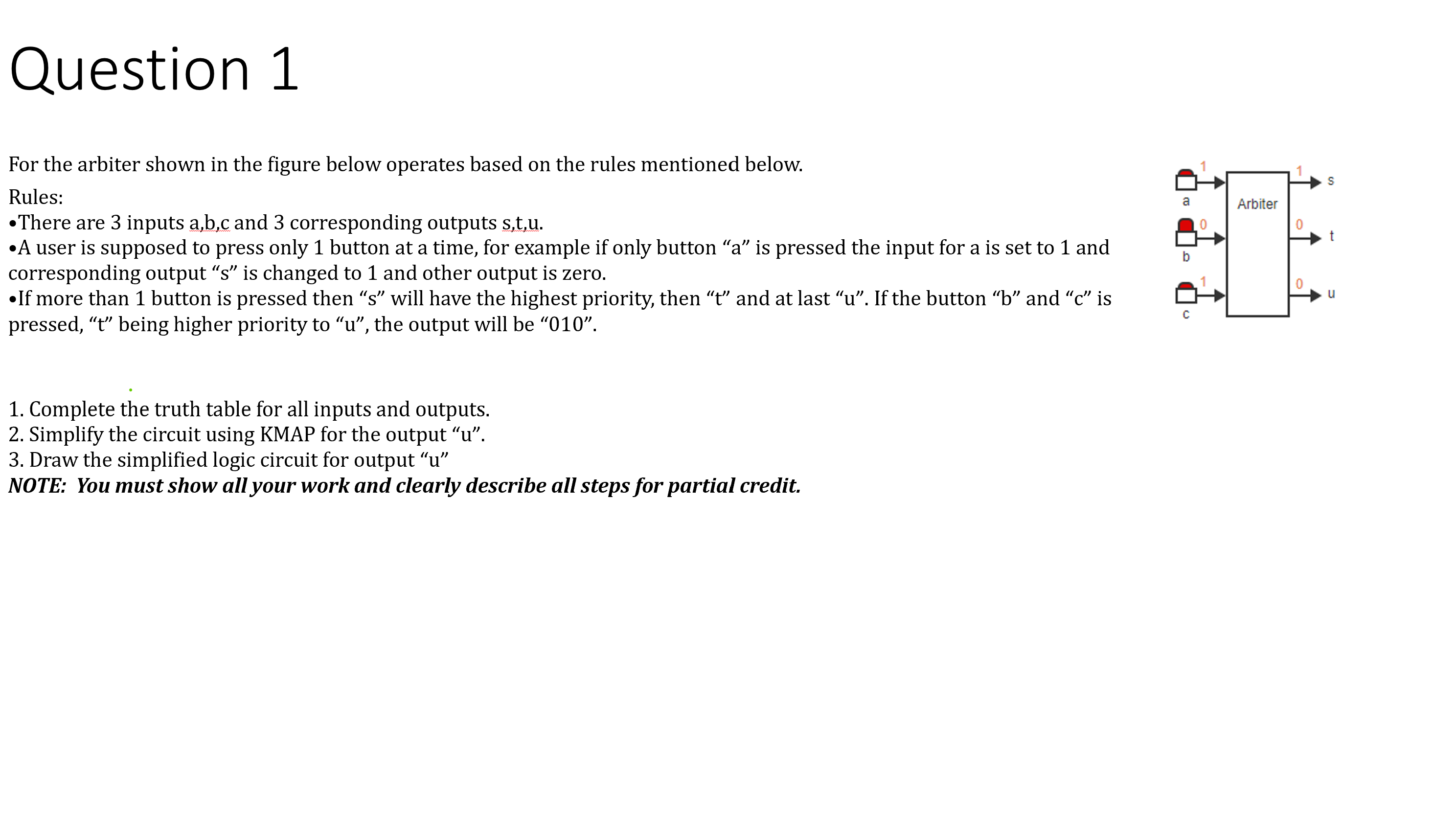Solved For the arbiter shown in the figure below operates | Chegg.com