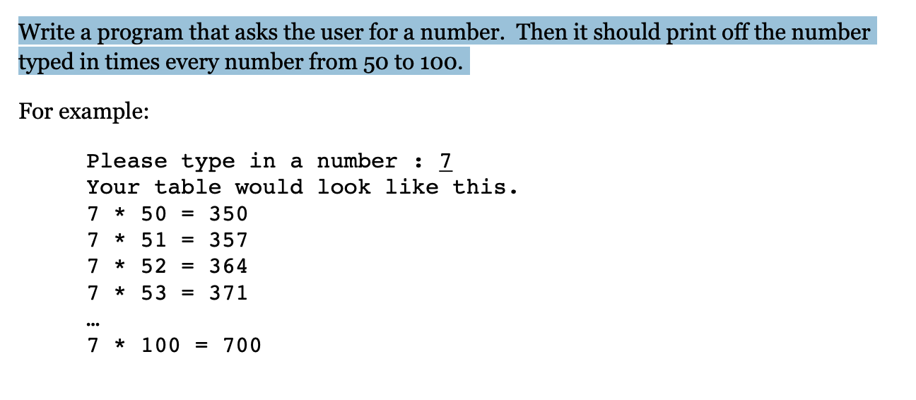 Solved Write a program that asks the user for a number. Then | Chegg.com