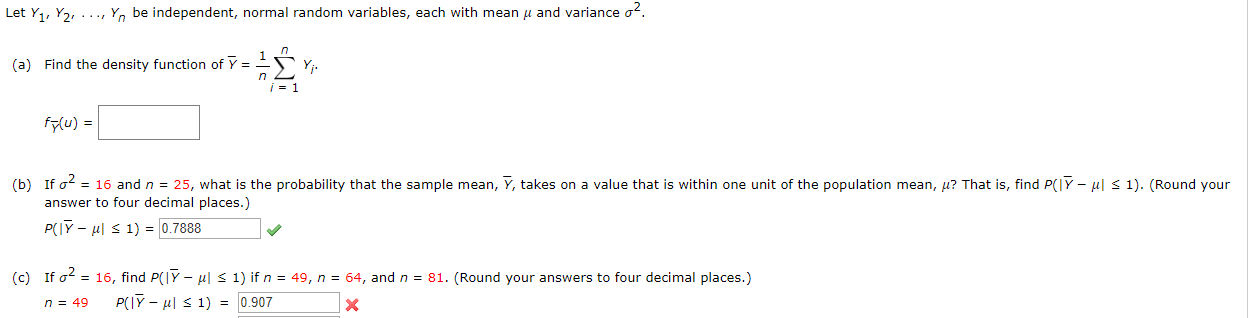 Solved Let Y1: Y2.... Yn be independent, normal random | Chegg.com