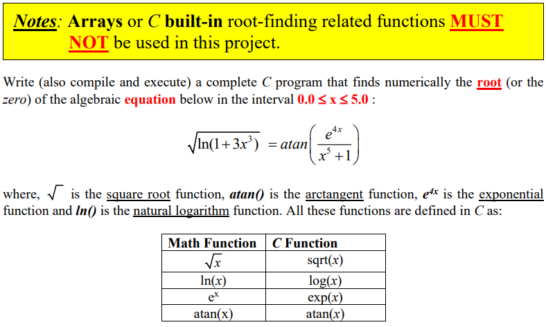 Solved Notes: Arrays or C built-in root-finding related | Chegg.com