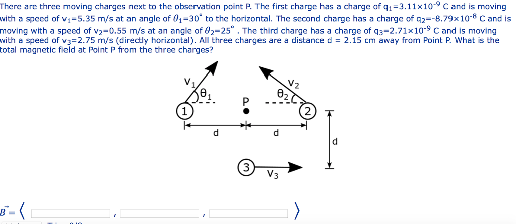 Solved There are three moving charges next to the | Chegg.com