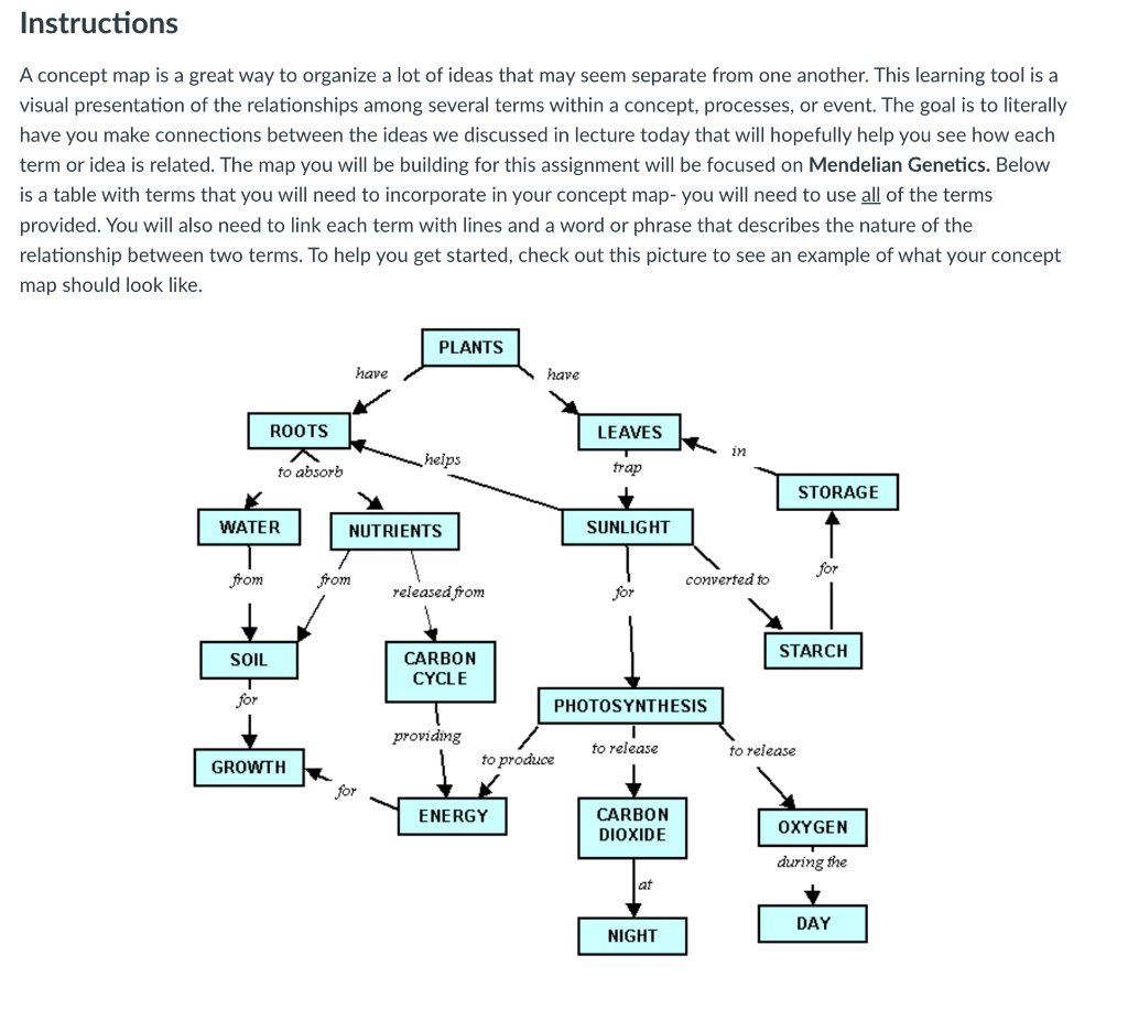 Solved Instructions A concept map is a great way to organize | Chegg.com