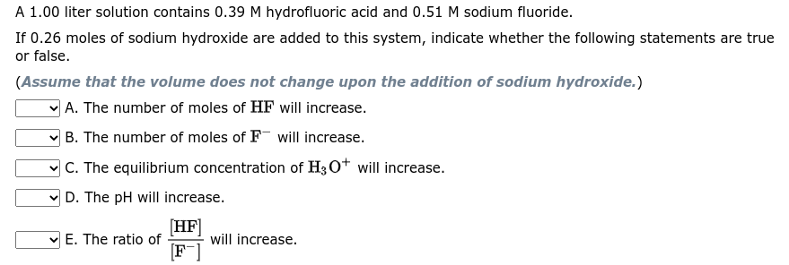 Solved A 1.00 liter solution contains 0.39M hydrofluoric | Chegg.com