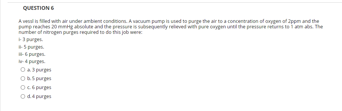 Solved QUESTION 6 A vessi is filled with air under ambient | Chegg.com