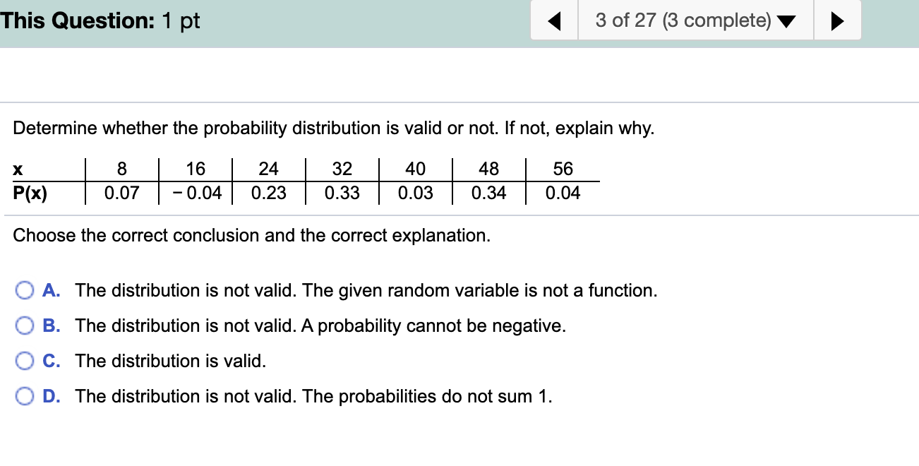 Solved Determine whether the probability distribution is | Chegg.com