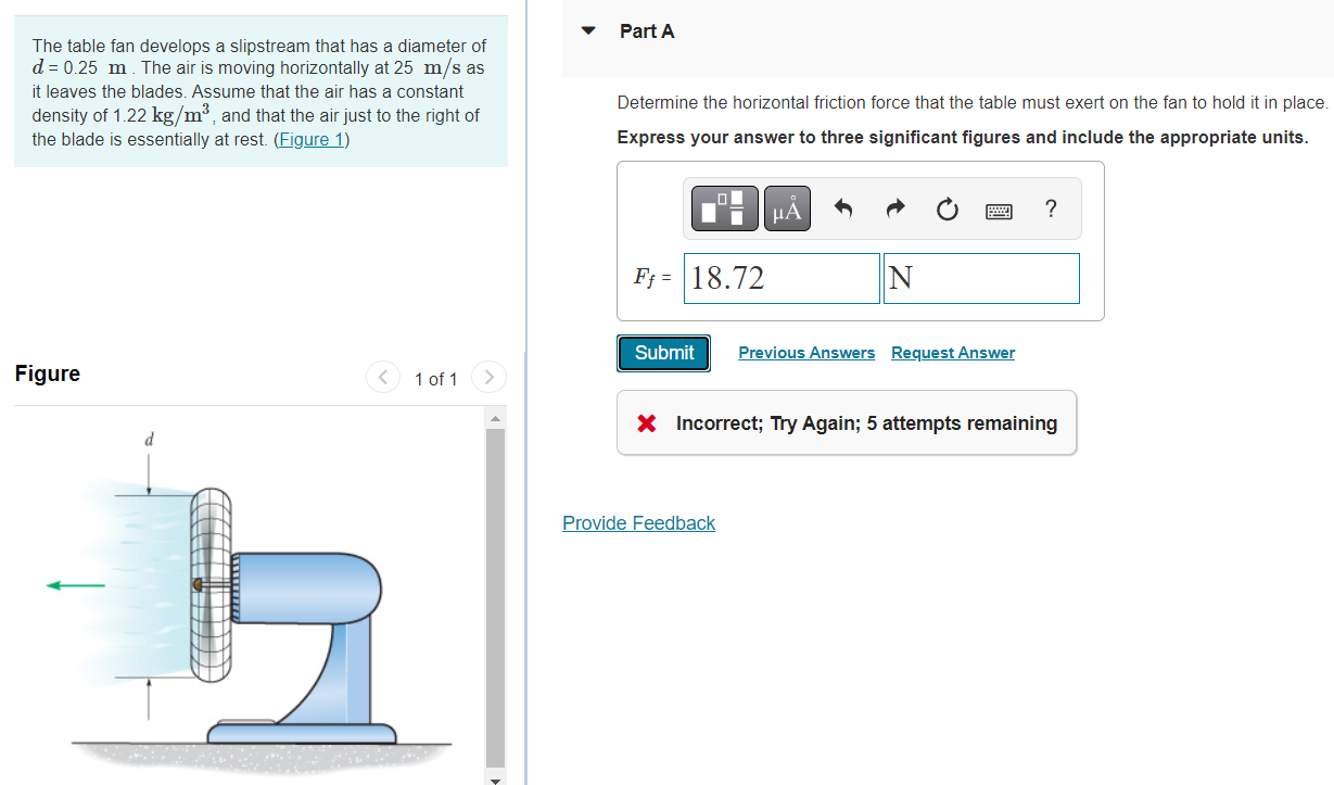 Solved The table fan develops a slipstream that has a | Chegg.com