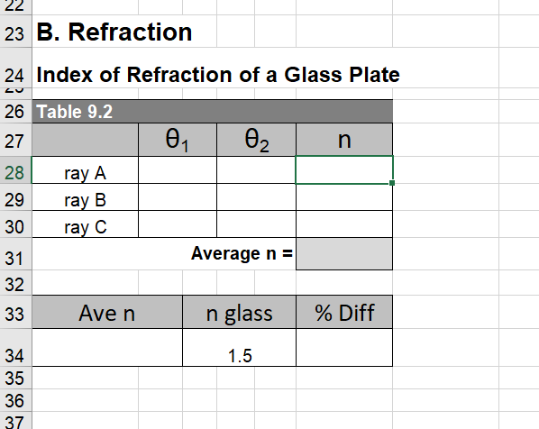 B. Refraction 24 Index of Refraction of a Glass Plate | Chegg.com