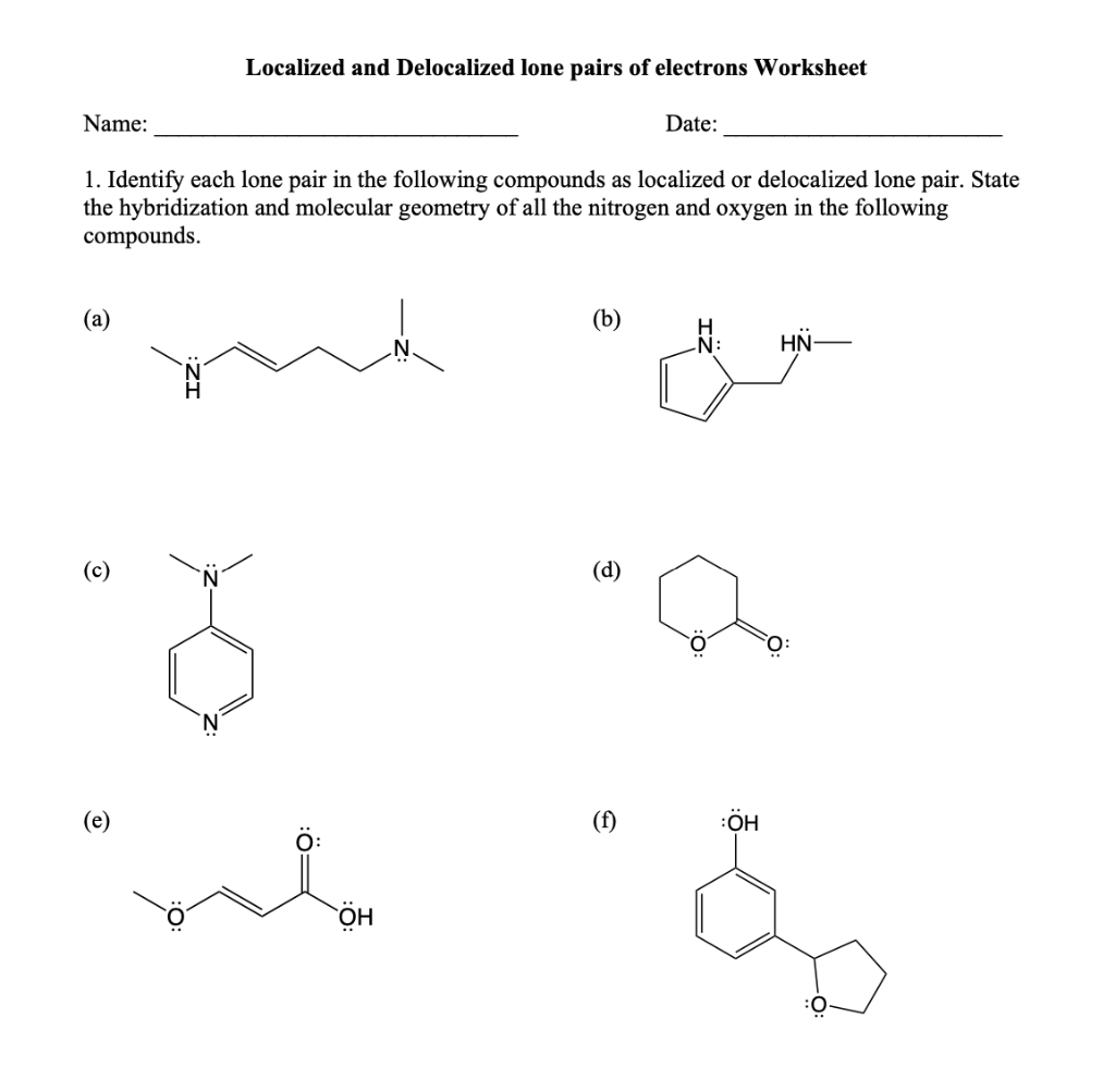 Solved Localized and Delocalized lone pairs of electrons | Chegg.com
