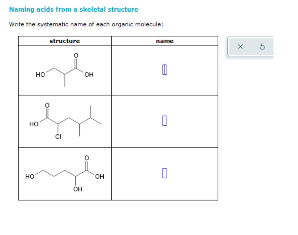 Solved Naming acids from a skeletal structure Write the | Chegg.com