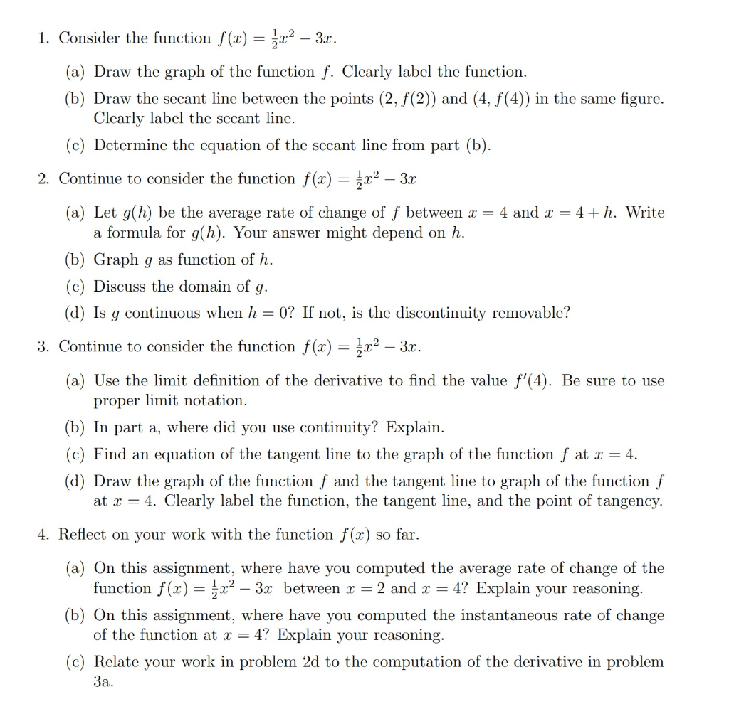 Solved 1. Consider the function f(x) = 2x2 – 3x. (a) Draw | Chegg.com