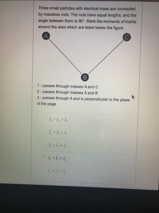 Solved Three small particles with identical mass are | Chegg.com