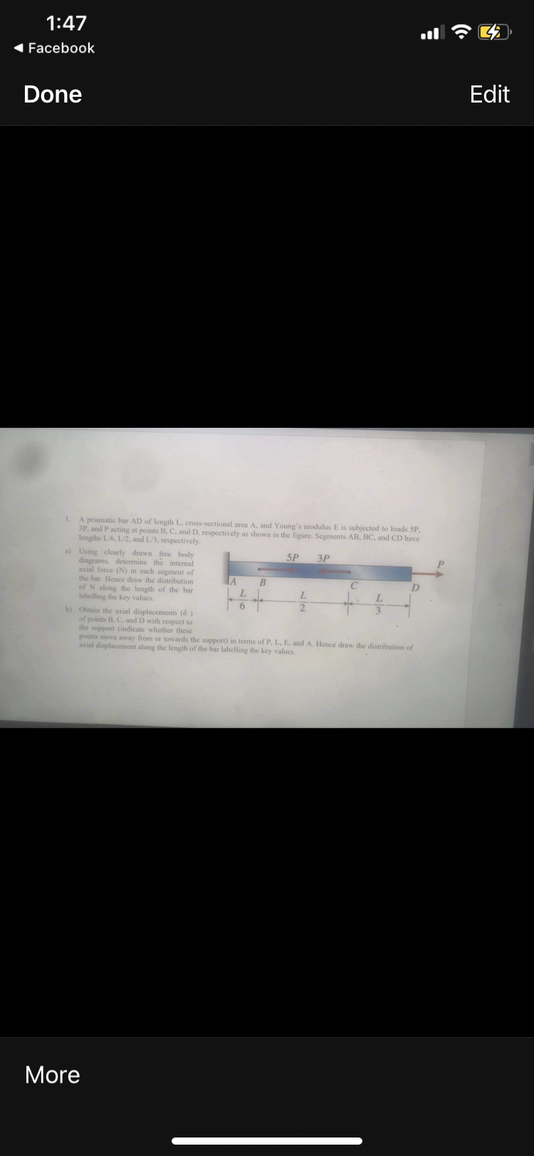 Solved A prismatic bar AD of length L, cross sectional area | Chegg.com