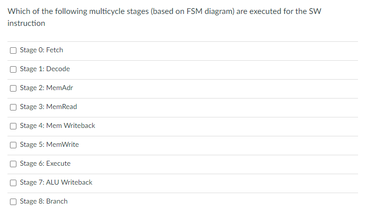 Solved Which of the following multicycle stages (based on | Chegg.com
