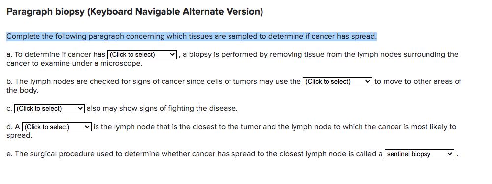 Paragraph biopsy (Keyboard Navigable Alternate | Chegg.com