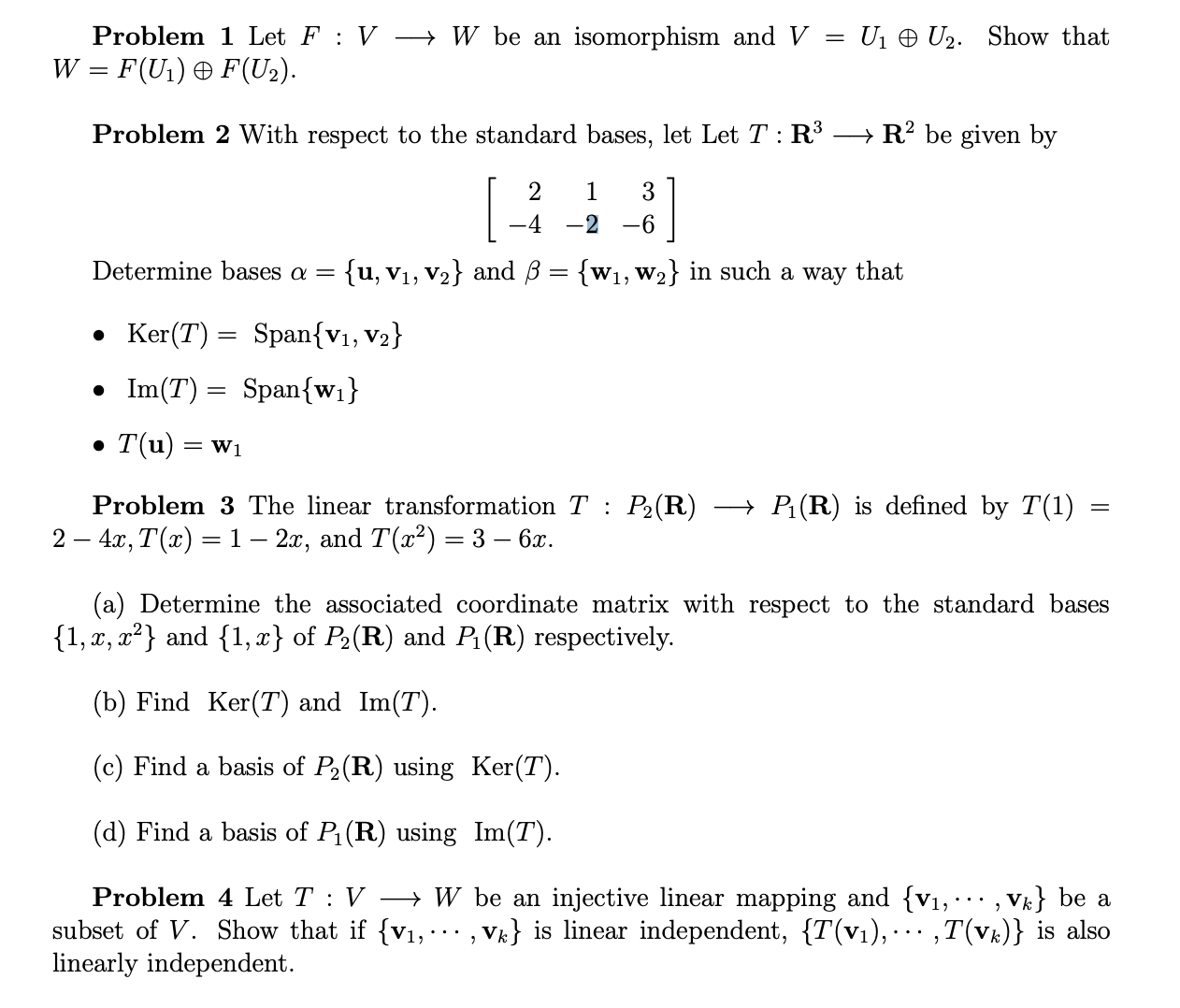 Solved Problem 1 Let F:V W be an isomorphism and V=U1⊕U2. | Chegg.com Solved Problem 1 Let F:V W be an isomorphism and V=U1⊕U2. | Chegg.com