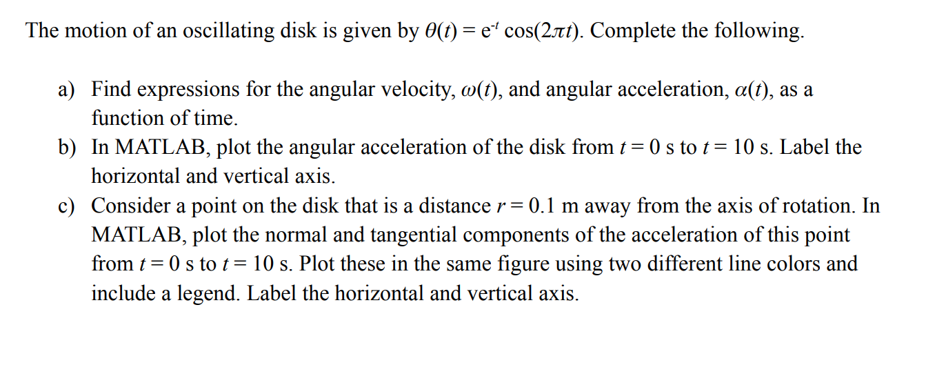 Solved The motion of an oscillating disk is given by | Chegg.com