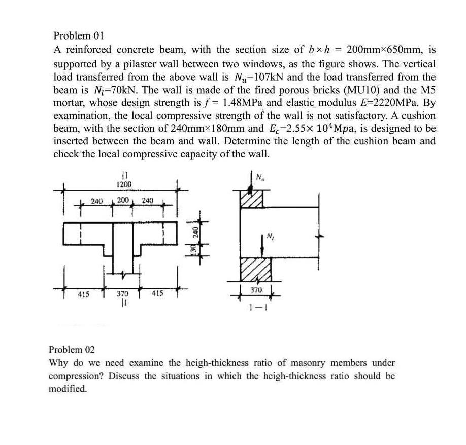 Solved Problem 01 A reinforced concrete beam, with the | Chegg.com