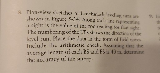Solved 9. S. Plan-view sketches of benchmark leveling runs | Chegg.com