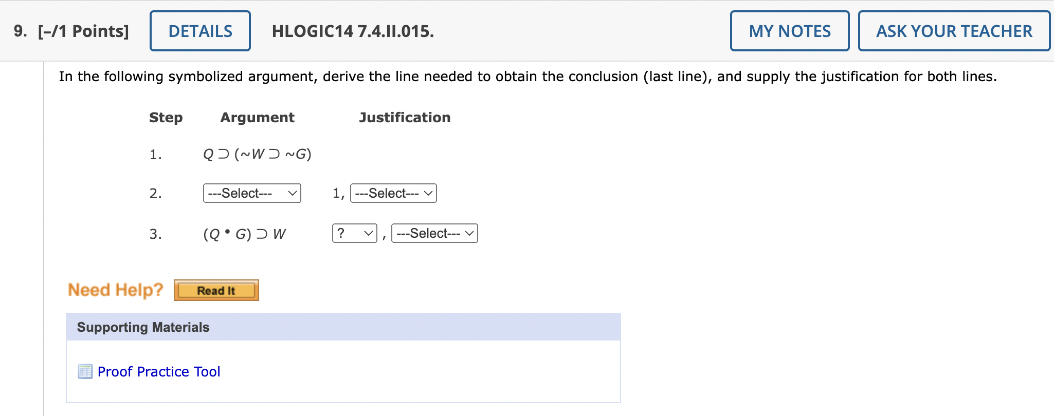 9. [-/1 Points] DETAILS HLOGIC14 7.4.II.015. MY NOTES | Chegg.com