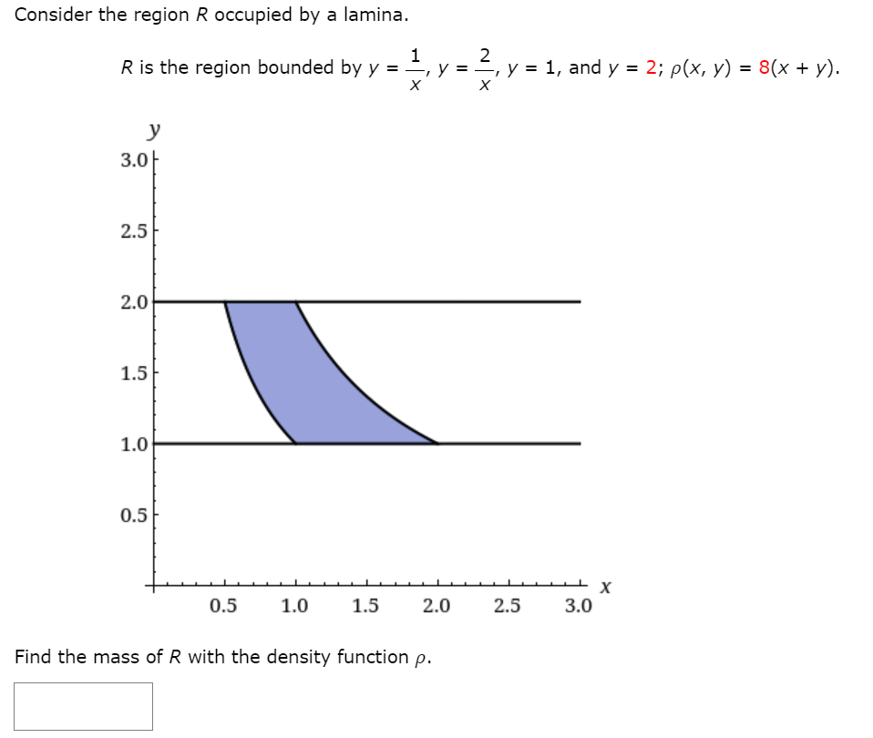 Solved Consider the region R occupied by a lamina. 2 1 R is | Chegg.com