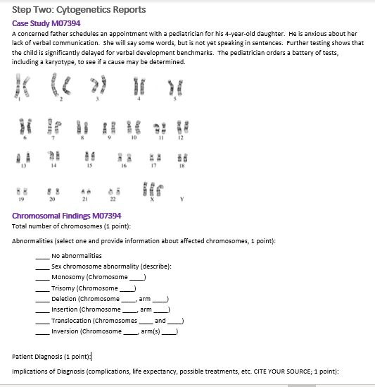 Solved Step Two: Cytogenetics Reports Case Study M07394 A | Chegg.com