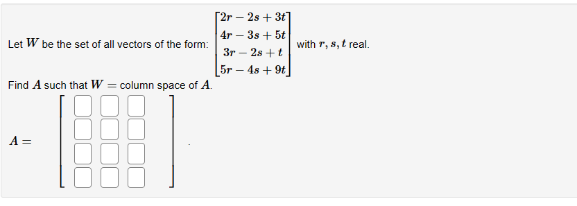 Solved Let W be the set of all vectors of the form: | Chegg.com