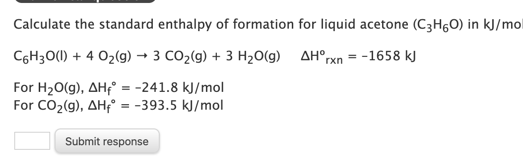 Solved Calculate the standard enthalpy of formation for | Chegg.com
