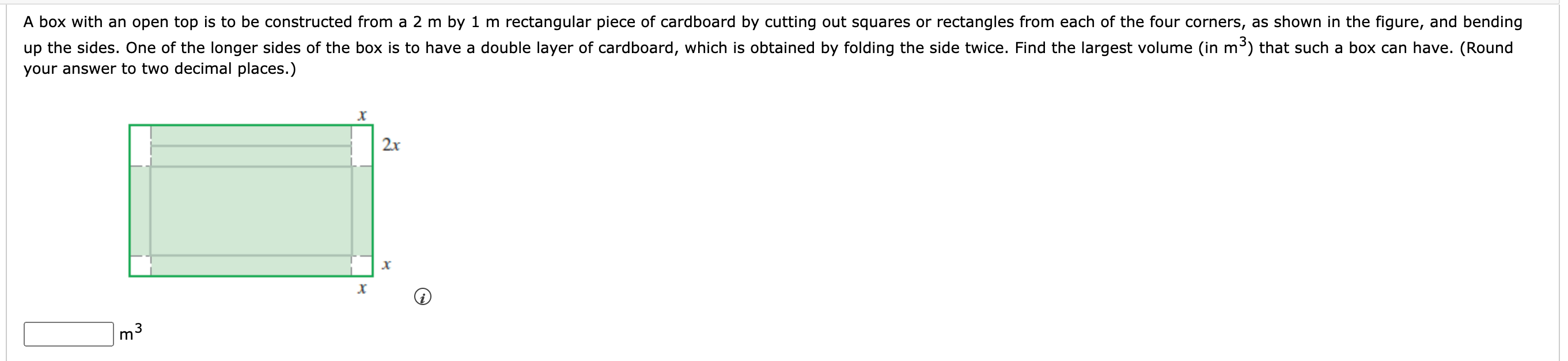 Solved A box with an open top is to be constructed from a 2 | Chegg.com