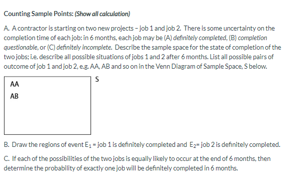 Counting Sample Points: (Show all calculation) A. A | Chegg.com