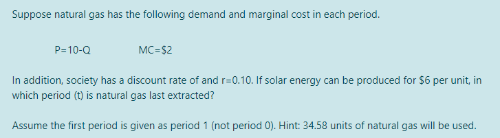 Suppose Natural Gas Has The Following Demand And Chegg