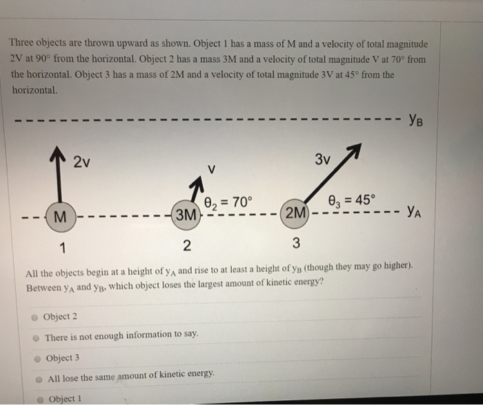 Solved Three objects are thrown upward as shown. Object 1 | Chegg.com