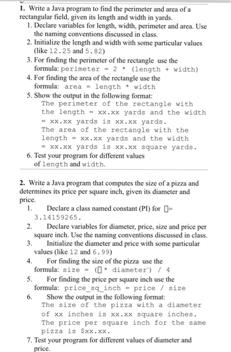 Solved 1 Write A Java Program To Find The Perimeter And 9408